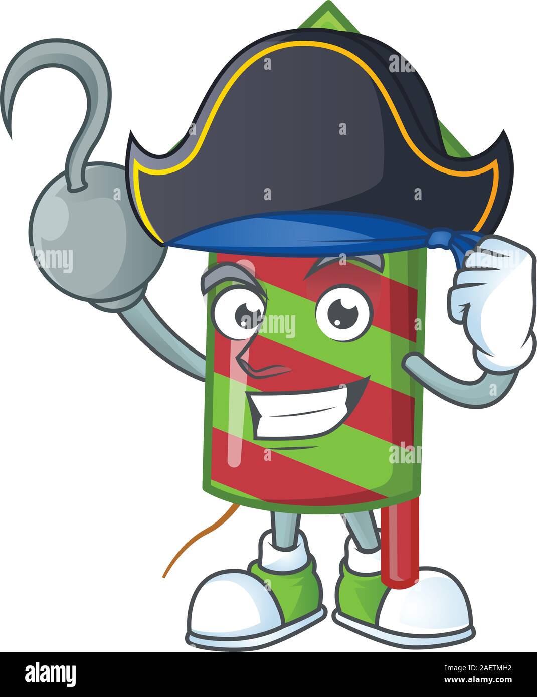 one hand Pirate green stripes fireworks rocket cartoon style Stock ...