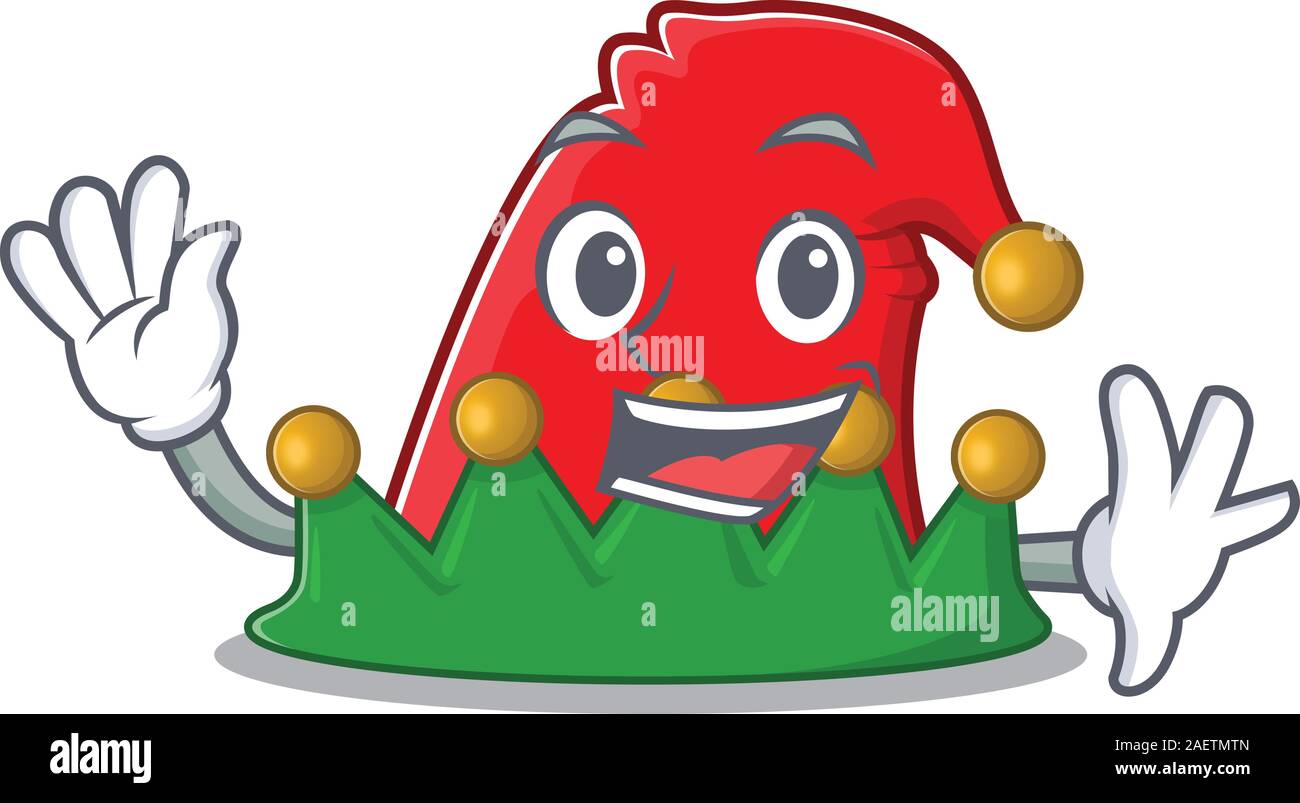 Waving cute smiley elf hat cartoon character style Stock Vector Image ...