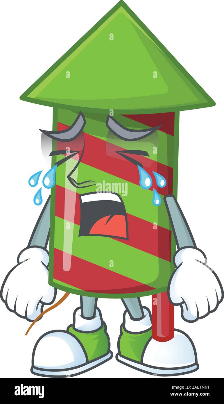 Sad Crying green stripes fireworks rocket cartoon character design ...