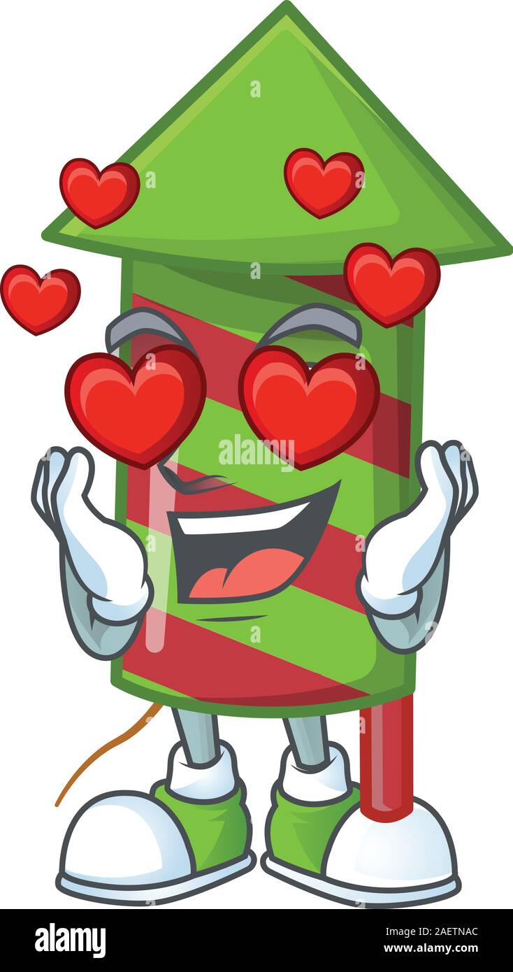 Falling in love happy cute green stripes fireworks rocket cartoon ...