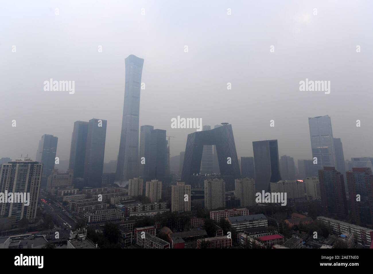 View of the skyscrapers covered by heavy haze in downtown area in ...