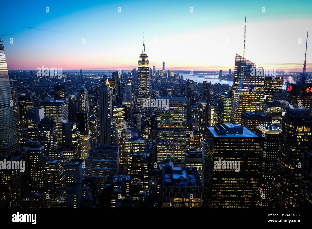 View from Rockefeller Center of Manhattan skyline south of Rockefeller ...