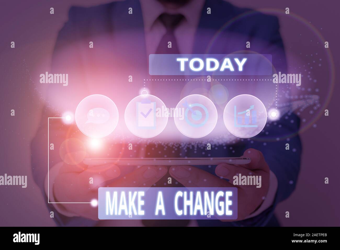 Word writing text Make A Change. Business photo showcasing Create a ...