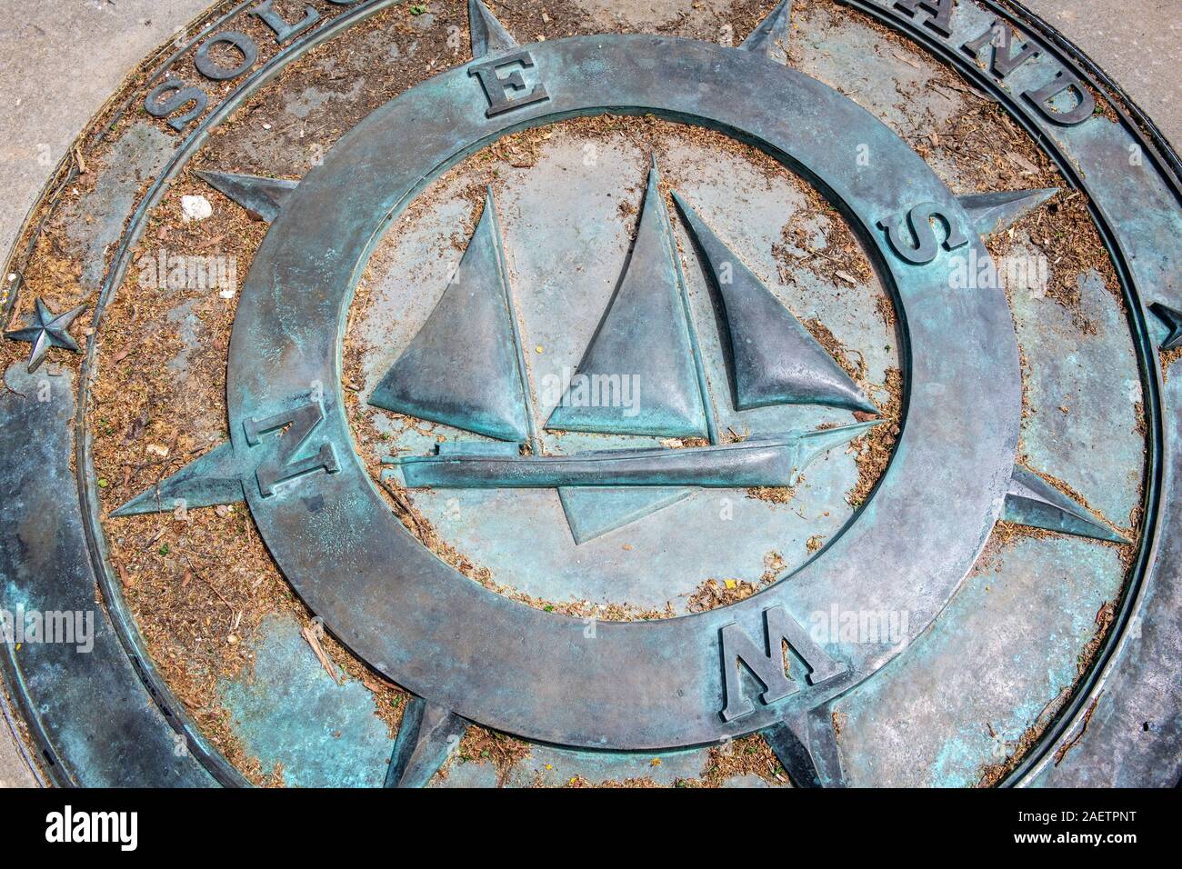 An ornate compass on the ground, Solomons Island, Maryland Stock Photo ...
