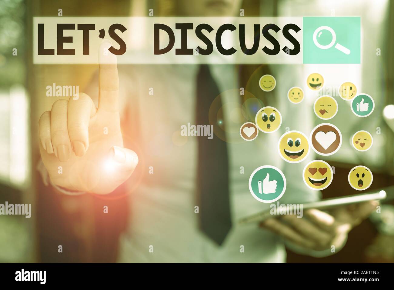 Handwriting text Let S Discuss. Conceptual photo asking someone to talk ...