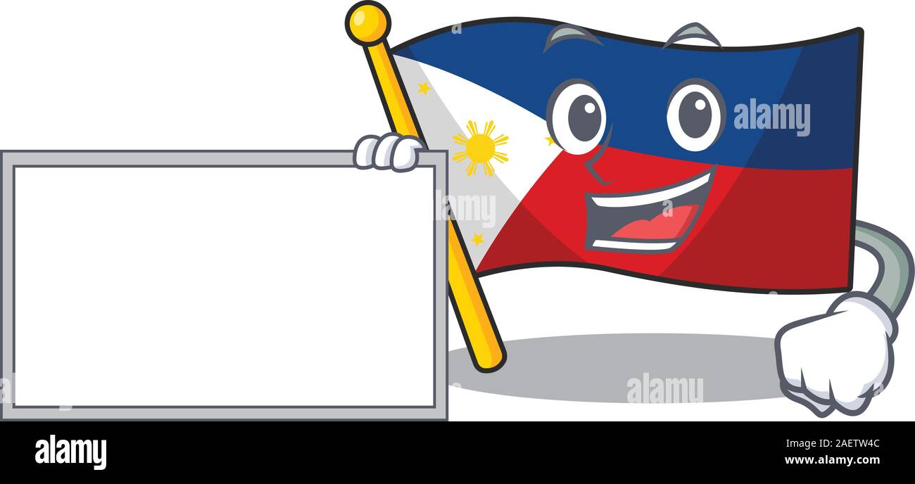Flag philippines with board cartoon Character design style Stock Vector ...