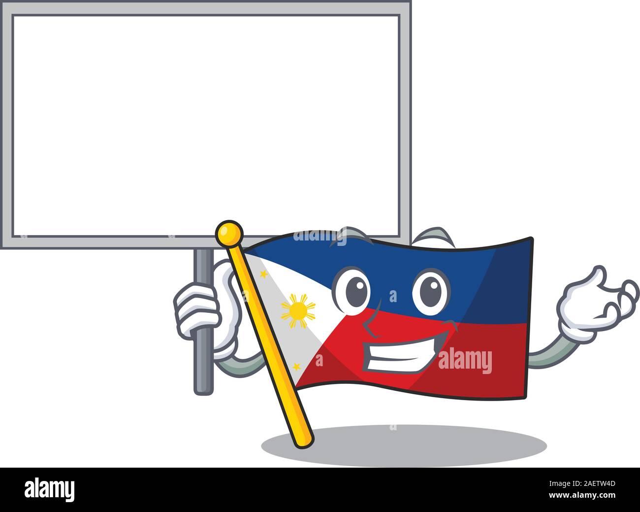 Smiling flag philippines cute cartoon style Bring board Stock Vector ...