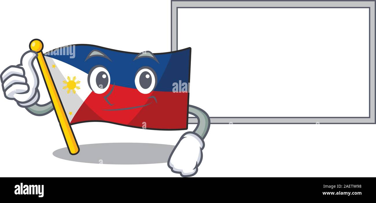 Flag philippines cute cartoon character Thumbs up with board Stock ...