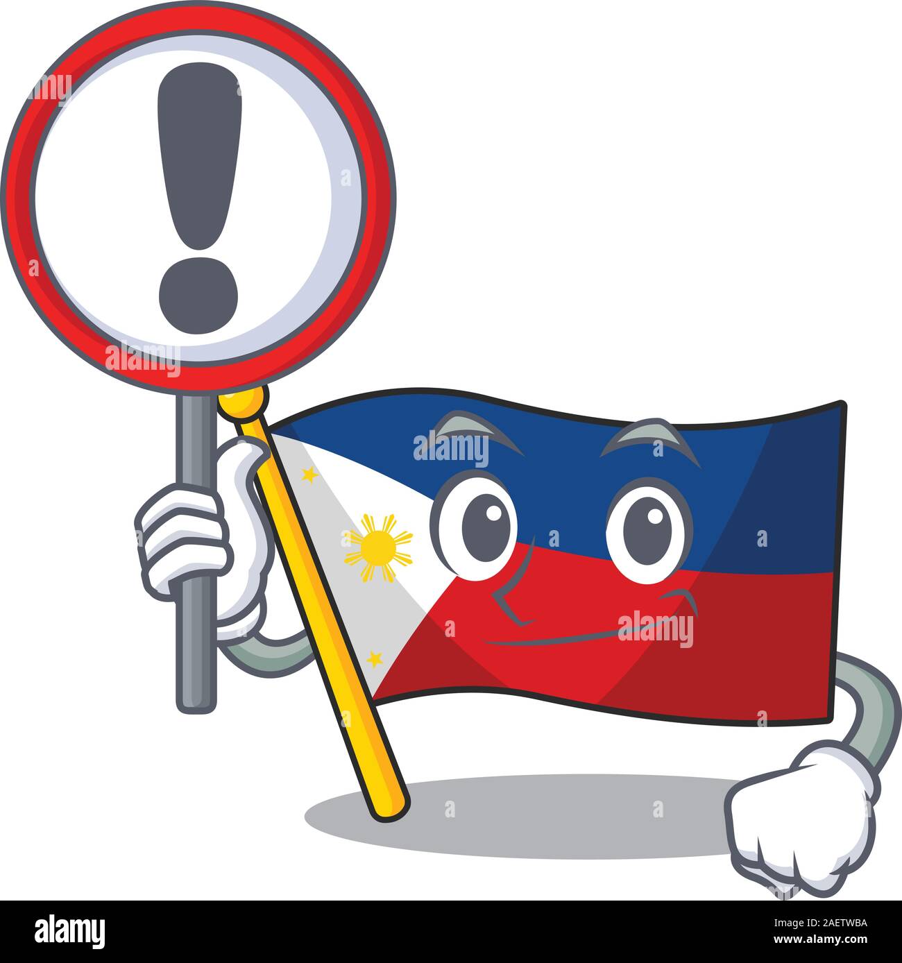 Cartoon style of flag philippines with sign in his hand Stock Vector ...