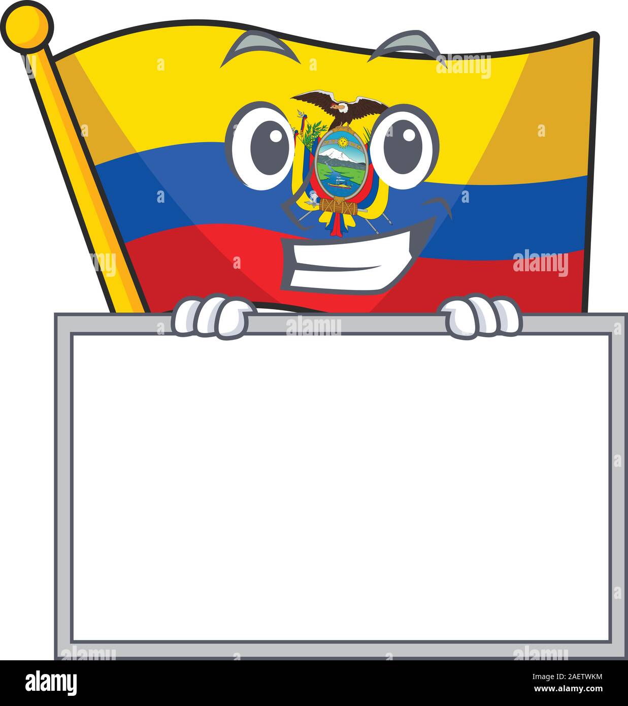 Grinning with board flag ecuador cartoon character style Stock Vector ...