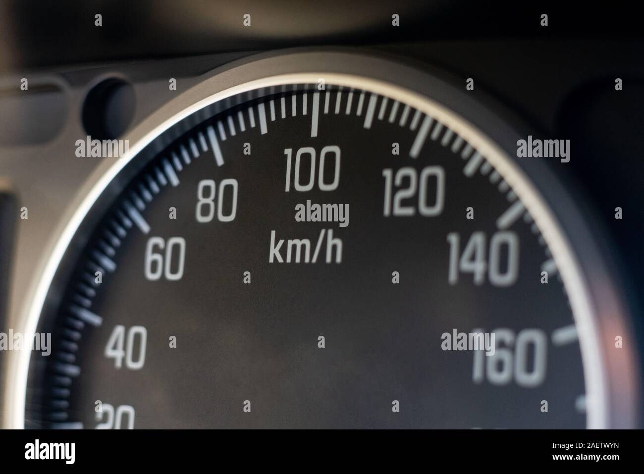 a macro view of the speedometer in the vehicle with numbers and scale ...
