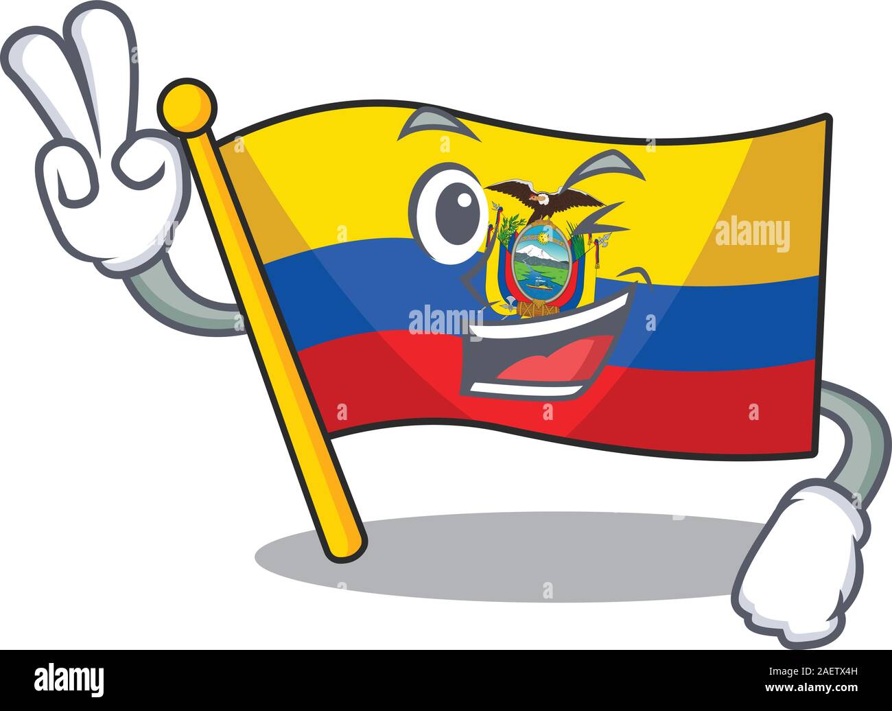 Flag ecuador Character cartoon style with two fingers Stock Vector ...