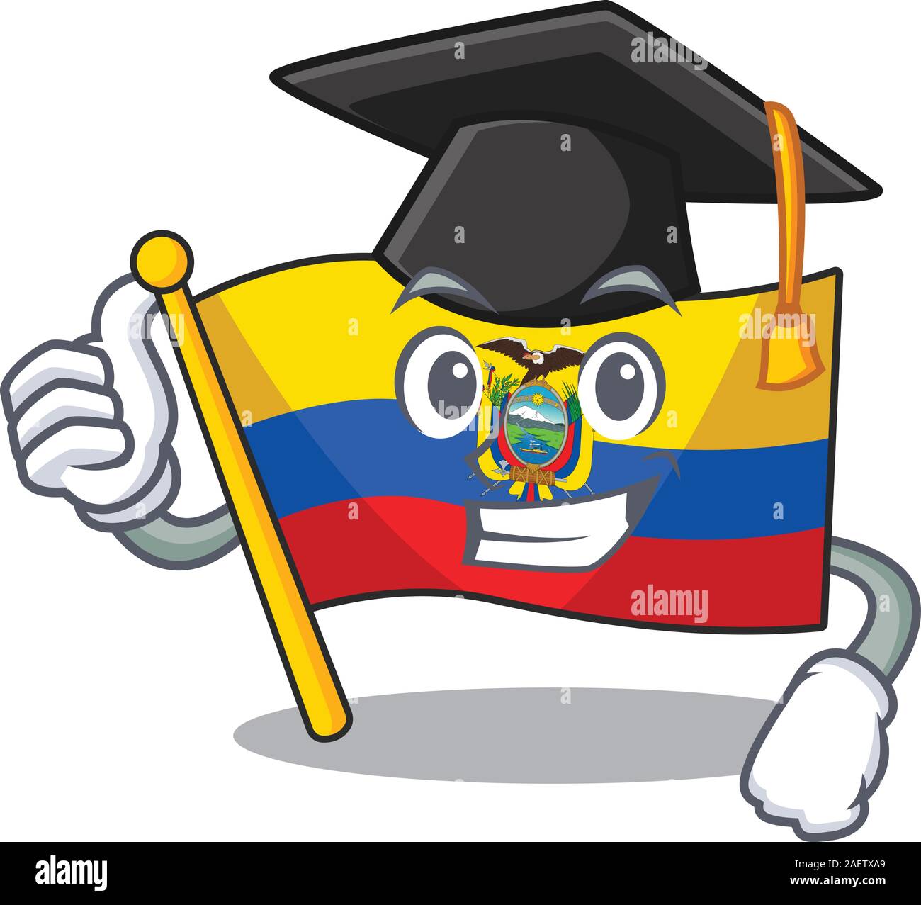happy flag ecuador wearing a black Graduation hat Stock Vector Image ...