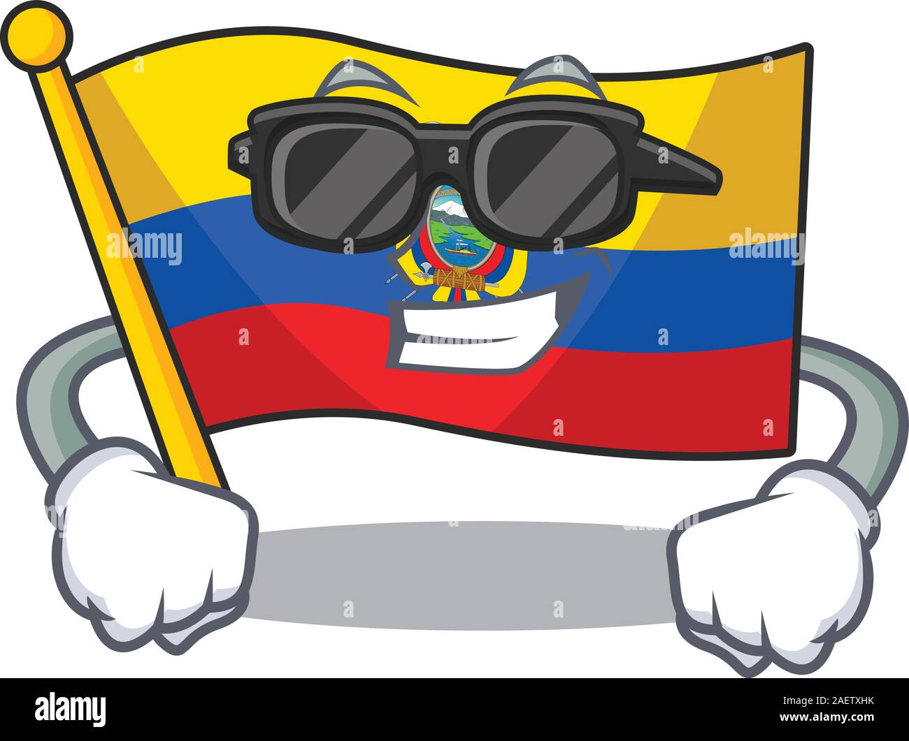 Super cool flag ecuador character wearing black glasses Stock Vector ...