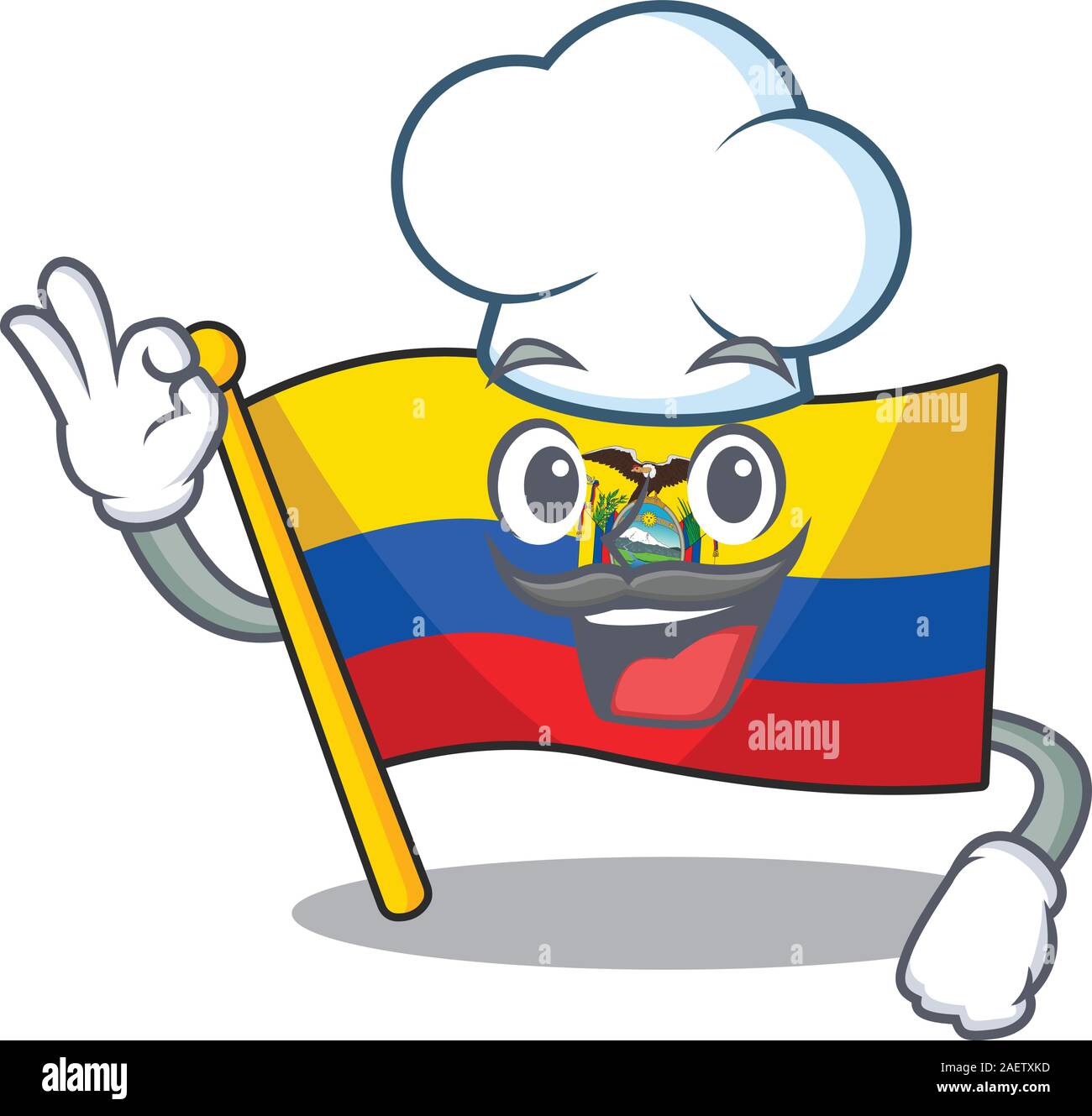Happy Chef flag ecuador cartoon character with white hat Stock Vector ...