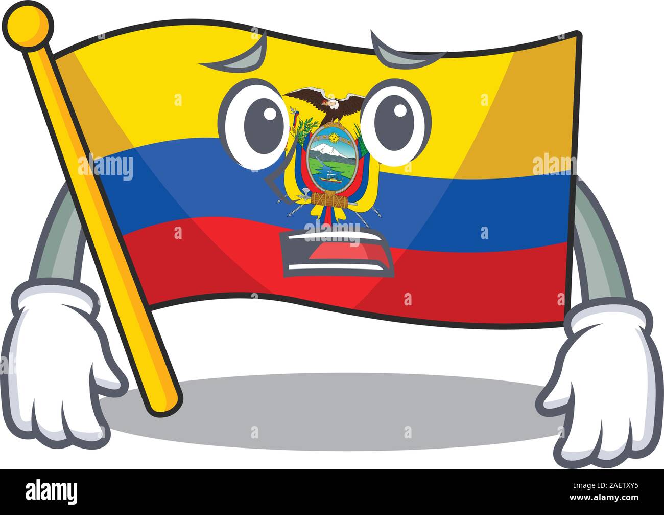 Flag ecuador Cartoon character showing afraid look face Stock Vector ...