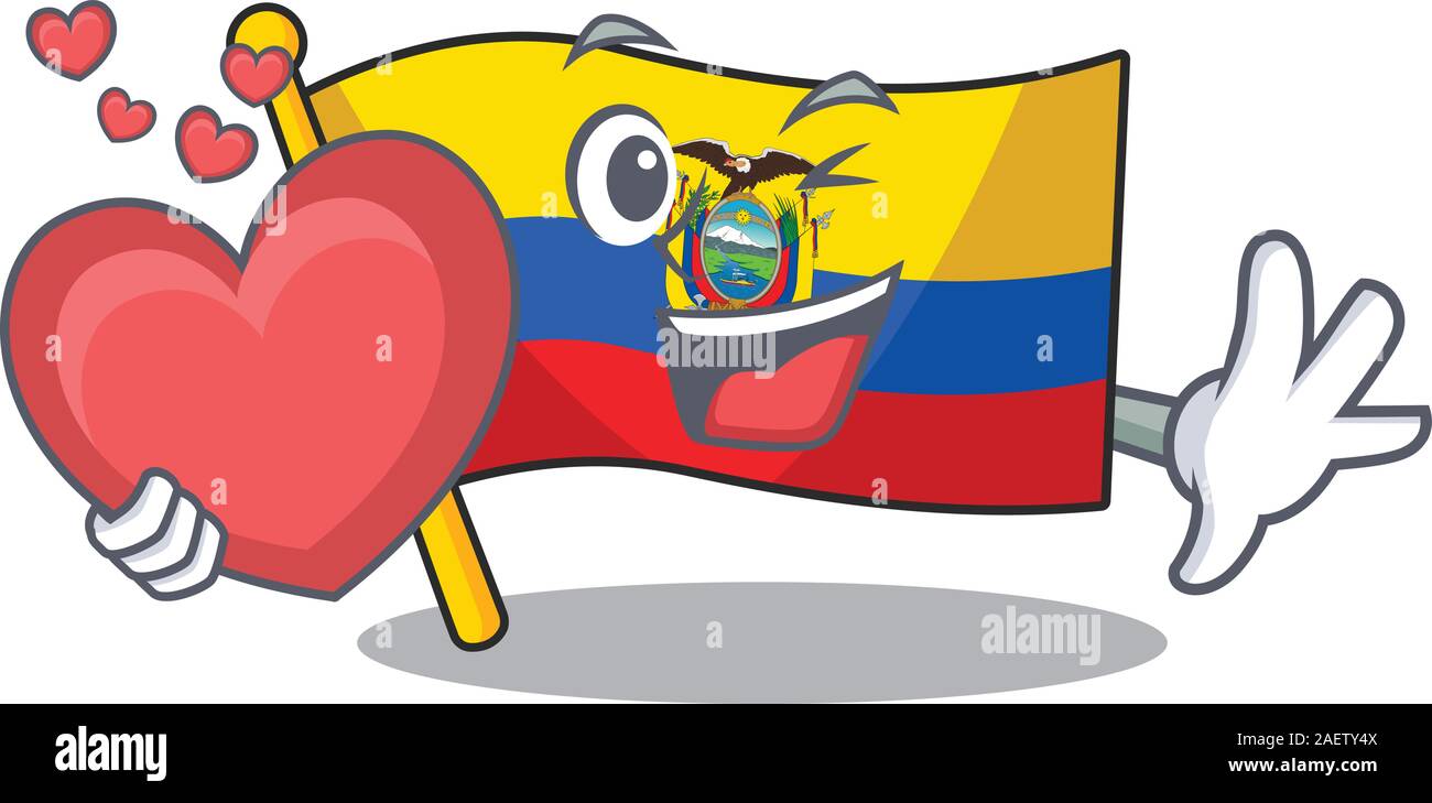 With heart flag ecuador cartoon character mascot style Stock Vector ...
