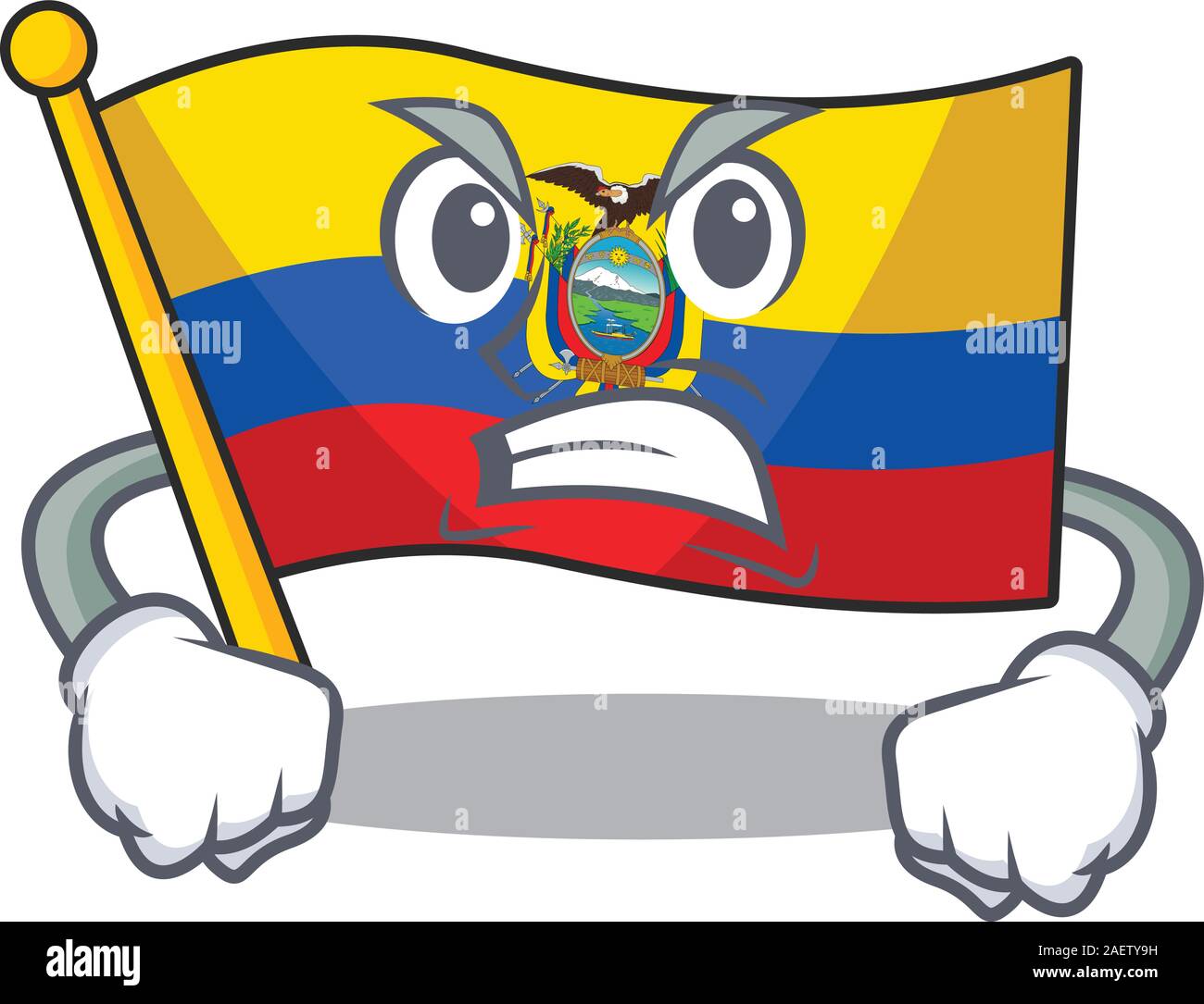 mascot of angry flag ecuador cartoon character style Stock Vector Image ...