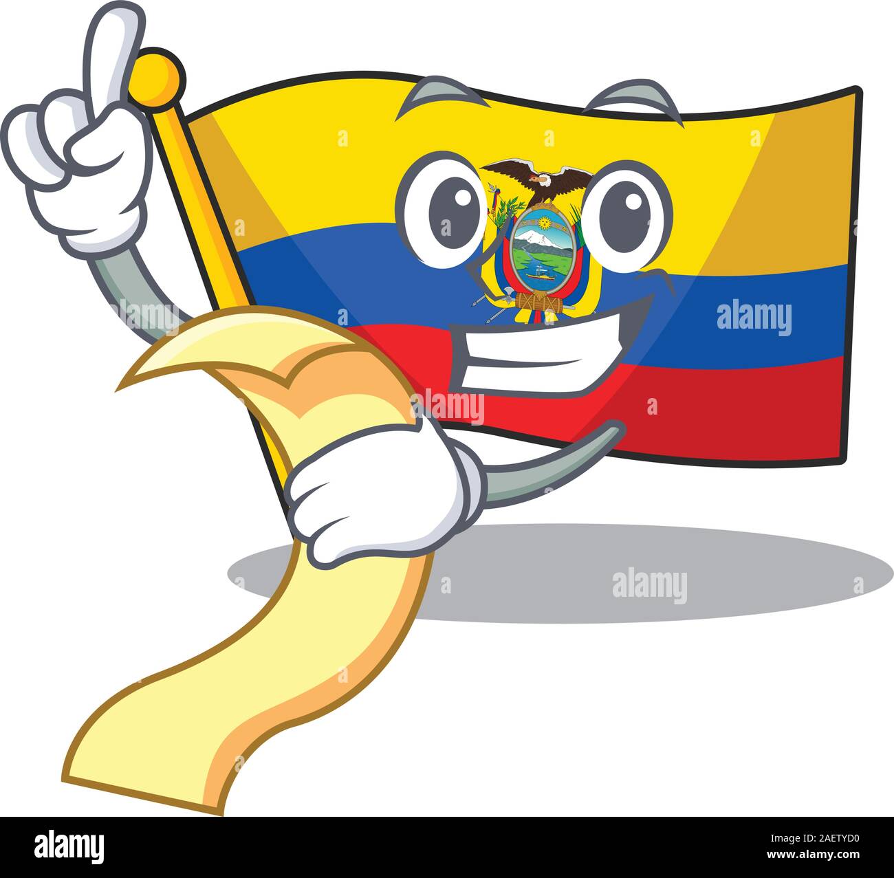 Cute flag ecuador cartoon character with menu ready to serve Stock ...