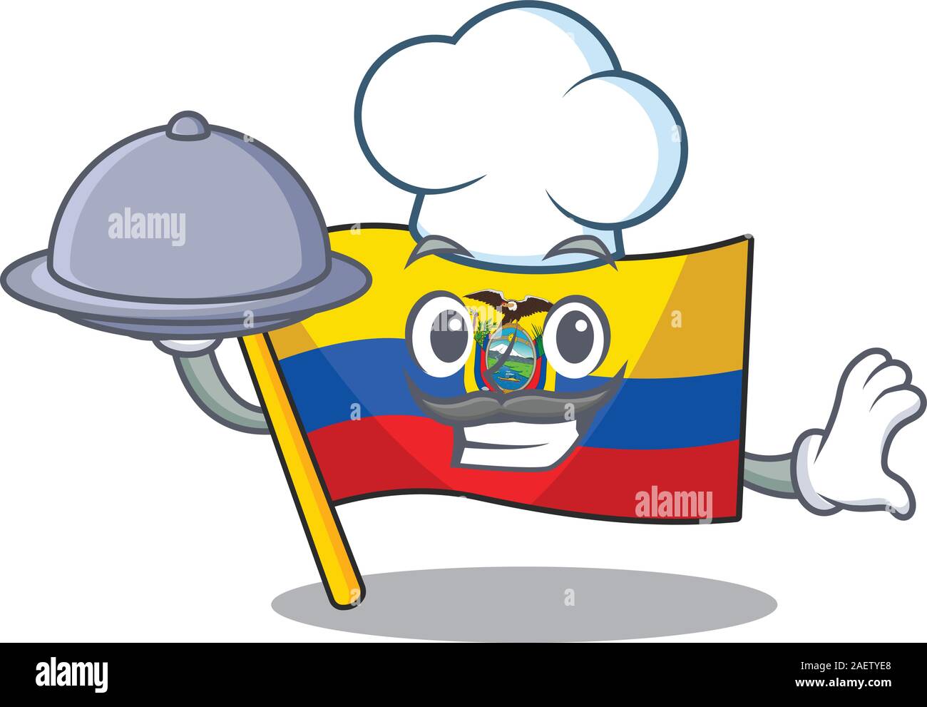 smiling flag ecuador as a Chef with food cartoon style design Stock ...