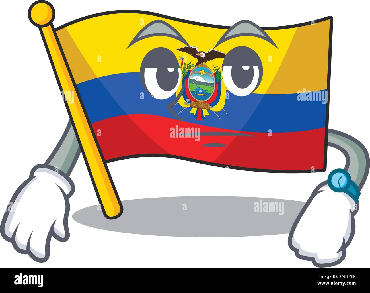 Waiting flag ecuador on cartoon character mascot design Stock Vector ...