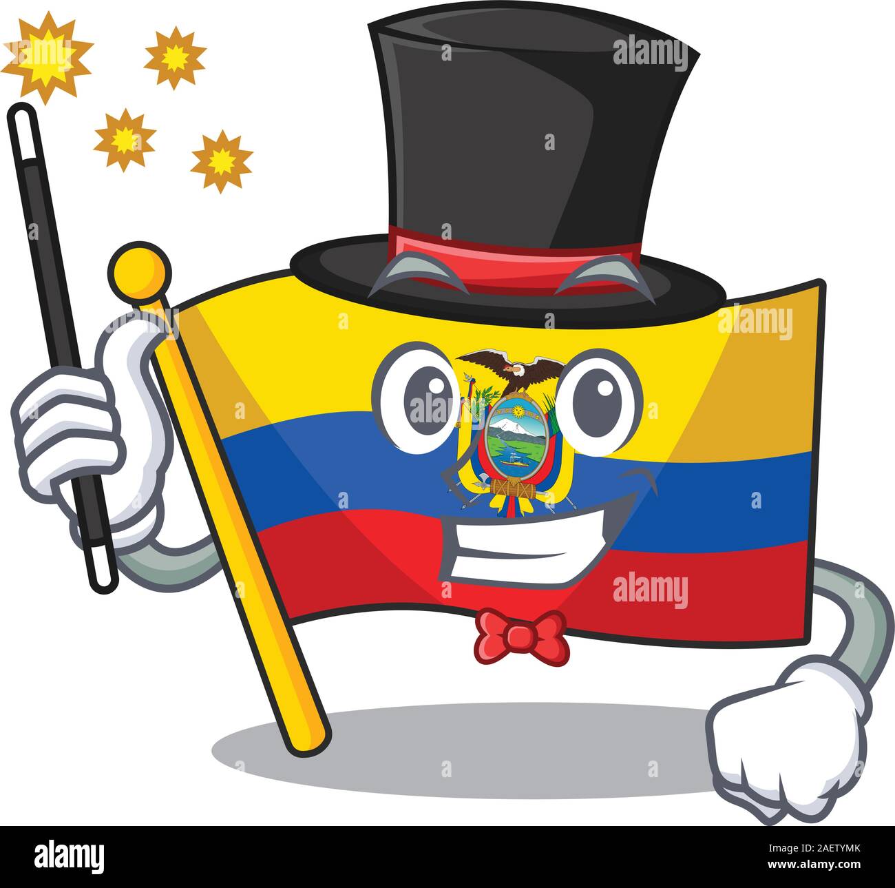 Cartoon character design of flag ecuador Magician style Stock Vector ...