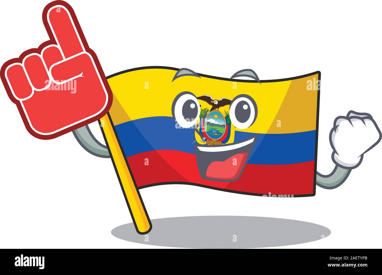 Foam finger flag ecuador on mascot cartoon style Stock Vector Image ...