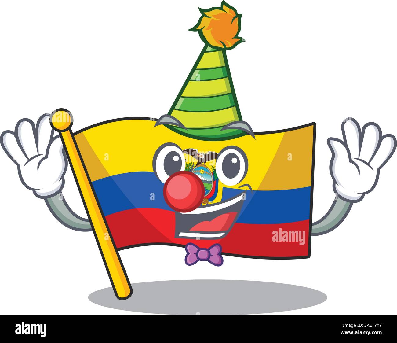 Cute Clown flag ecuador placed on cartoon character mascot design Stock ...