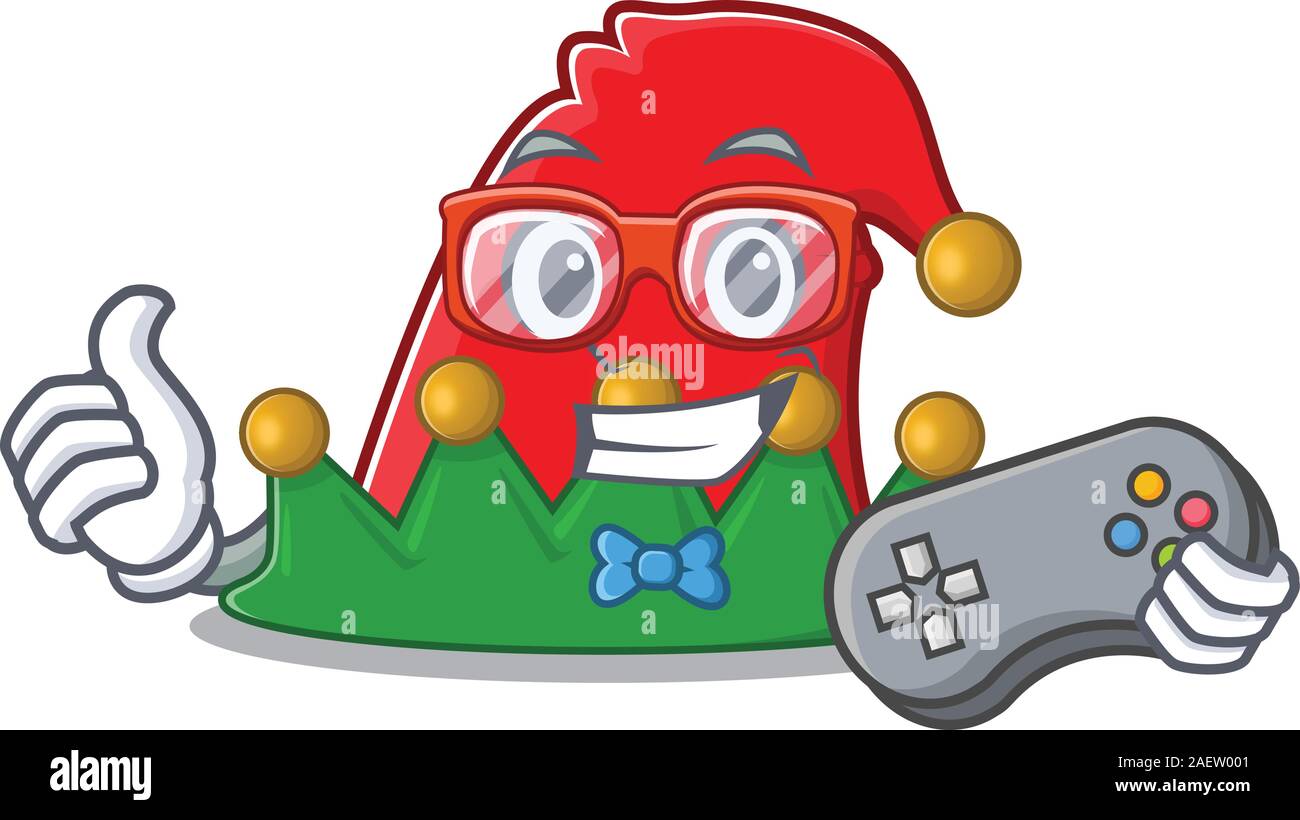 cute geek gamer elf hat cartoon character style Stock Vector Image ...