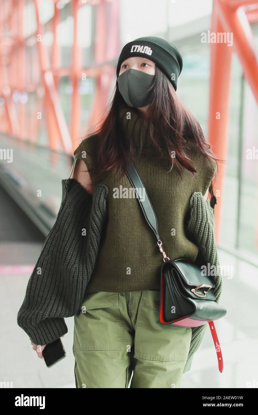 Chinese actress Jelly Lin or Lin Yun arrives at a Beijing airport ...