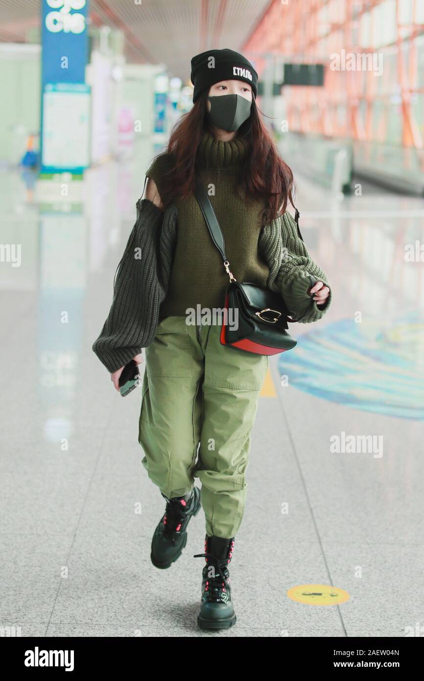 Chinese actress Jelly Lin or Lin Yun arrives at a Beijing airport ...