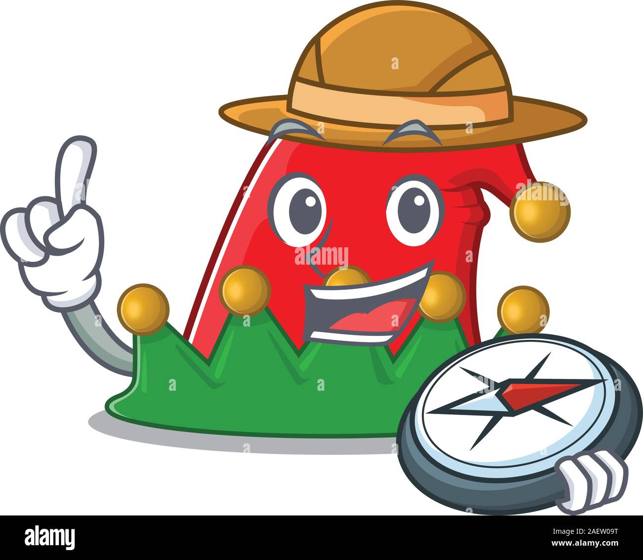 Explorer elf hat cartoon character holding a compass Stock Vector Image ...