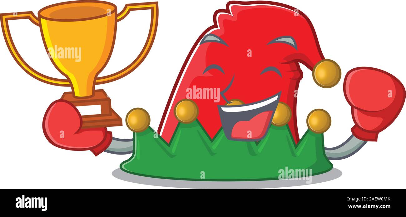 Super cool Boxing winner elf hat in mascot cartoon style Stock Vector ...