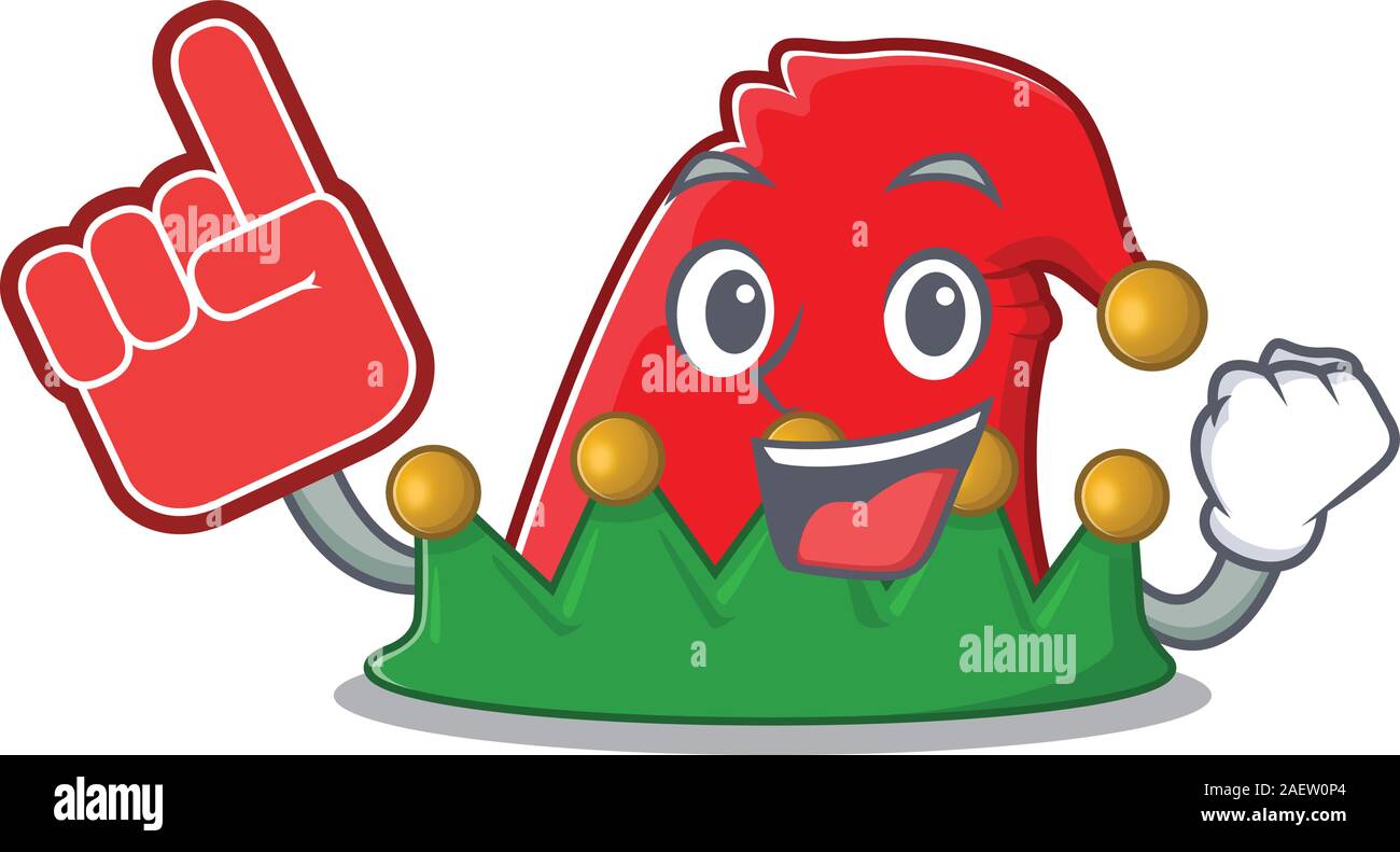 Foam finger elf hat on mascot cartoon style Stock Vector Image & Art ...