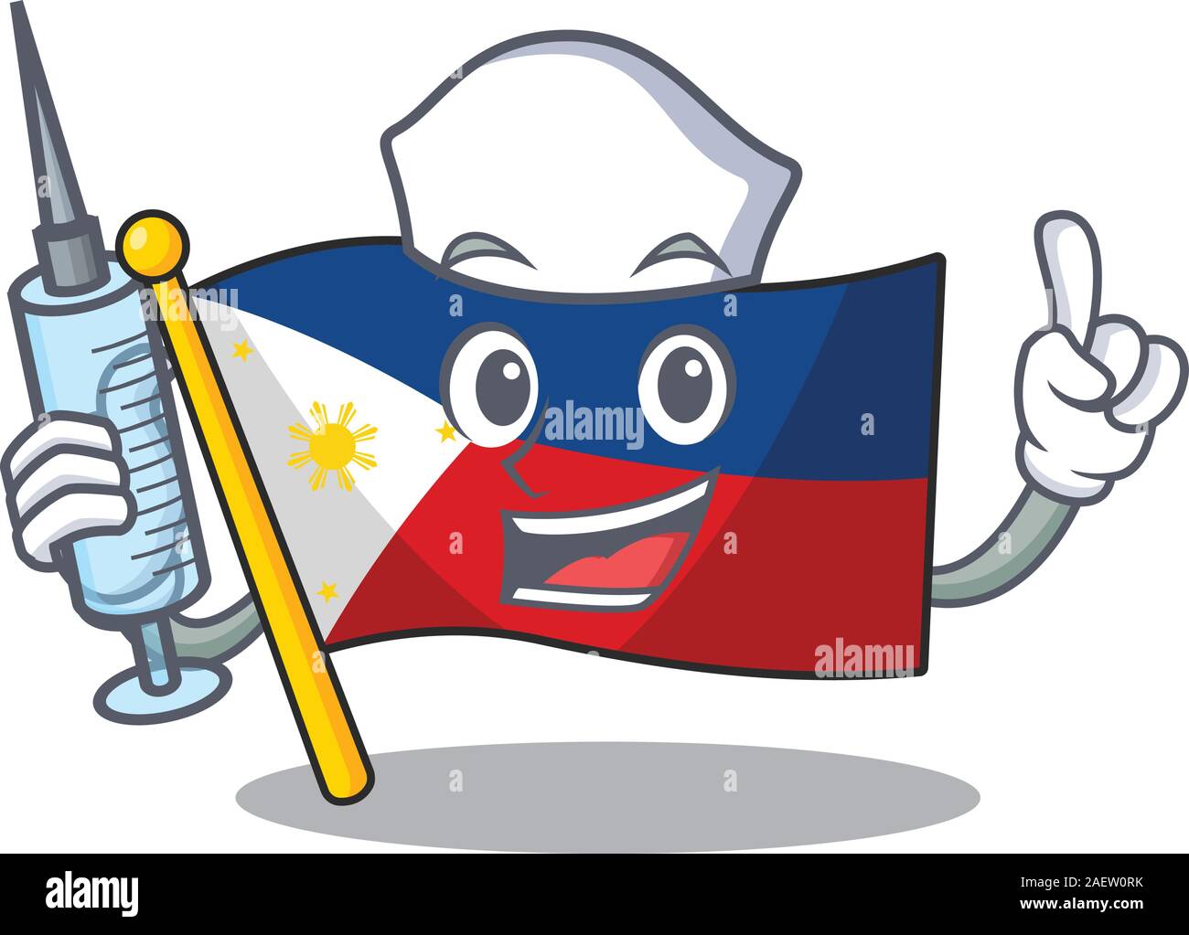 Cute Nurse flag philippines character cartoon style with syringe Stock ...