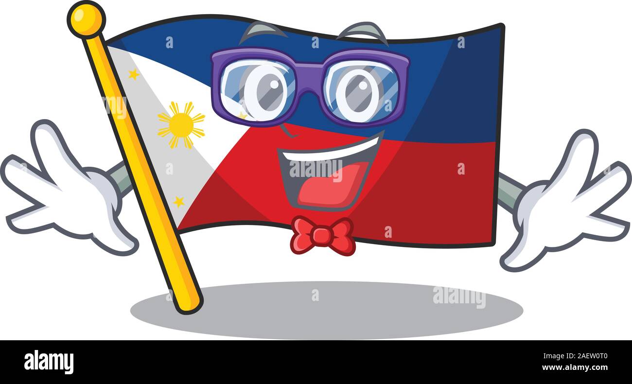 Super Funny Geek smart flag philippines mascot cartoon style Stock ...