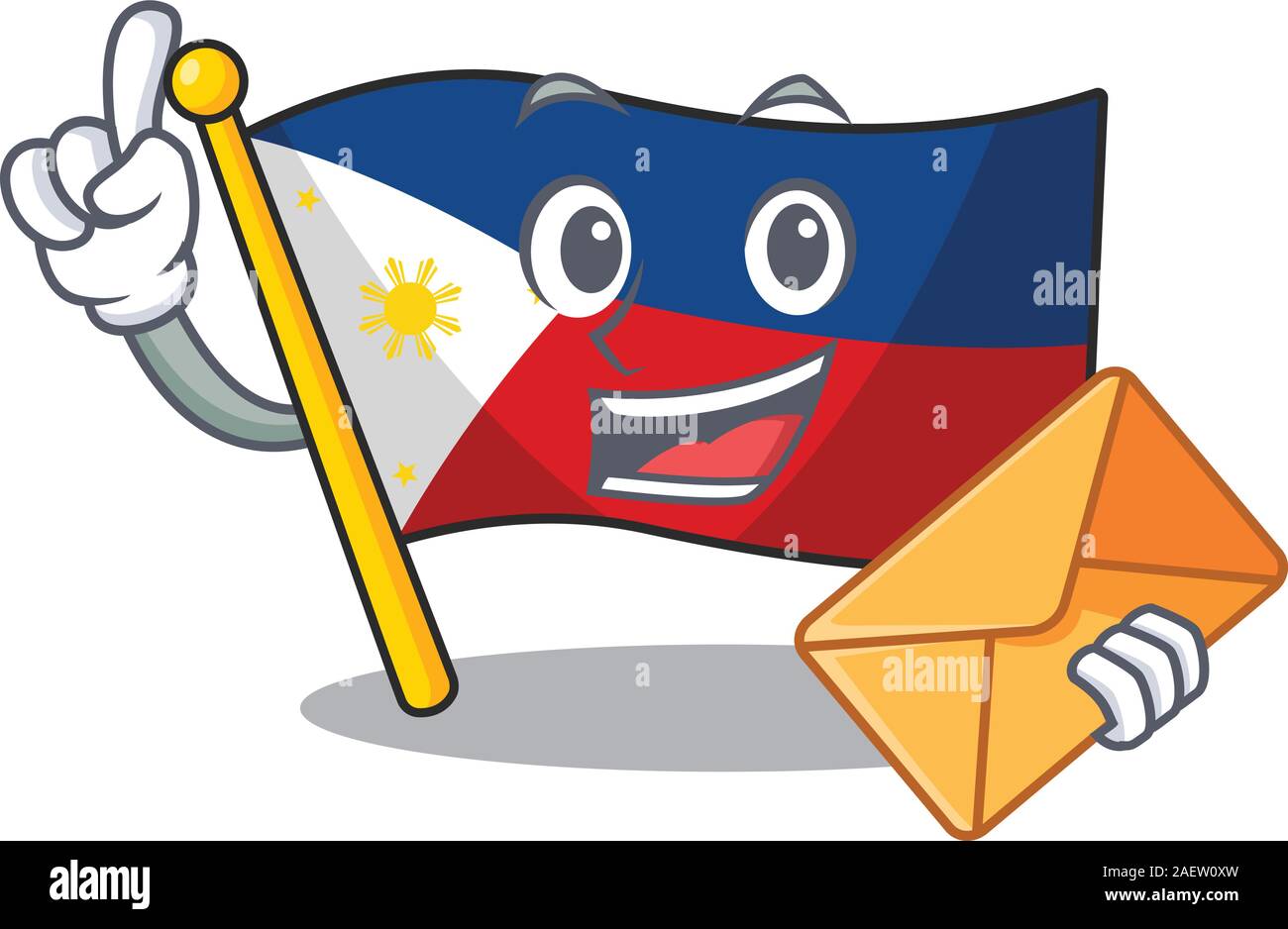 With envelope Happy face flag philippines mascot cartoon style Stock ...