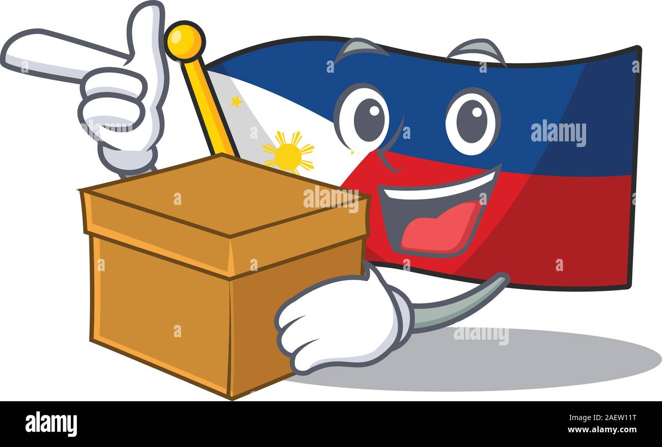 With box Super Funny flag philippines cartoon character style Stock ...