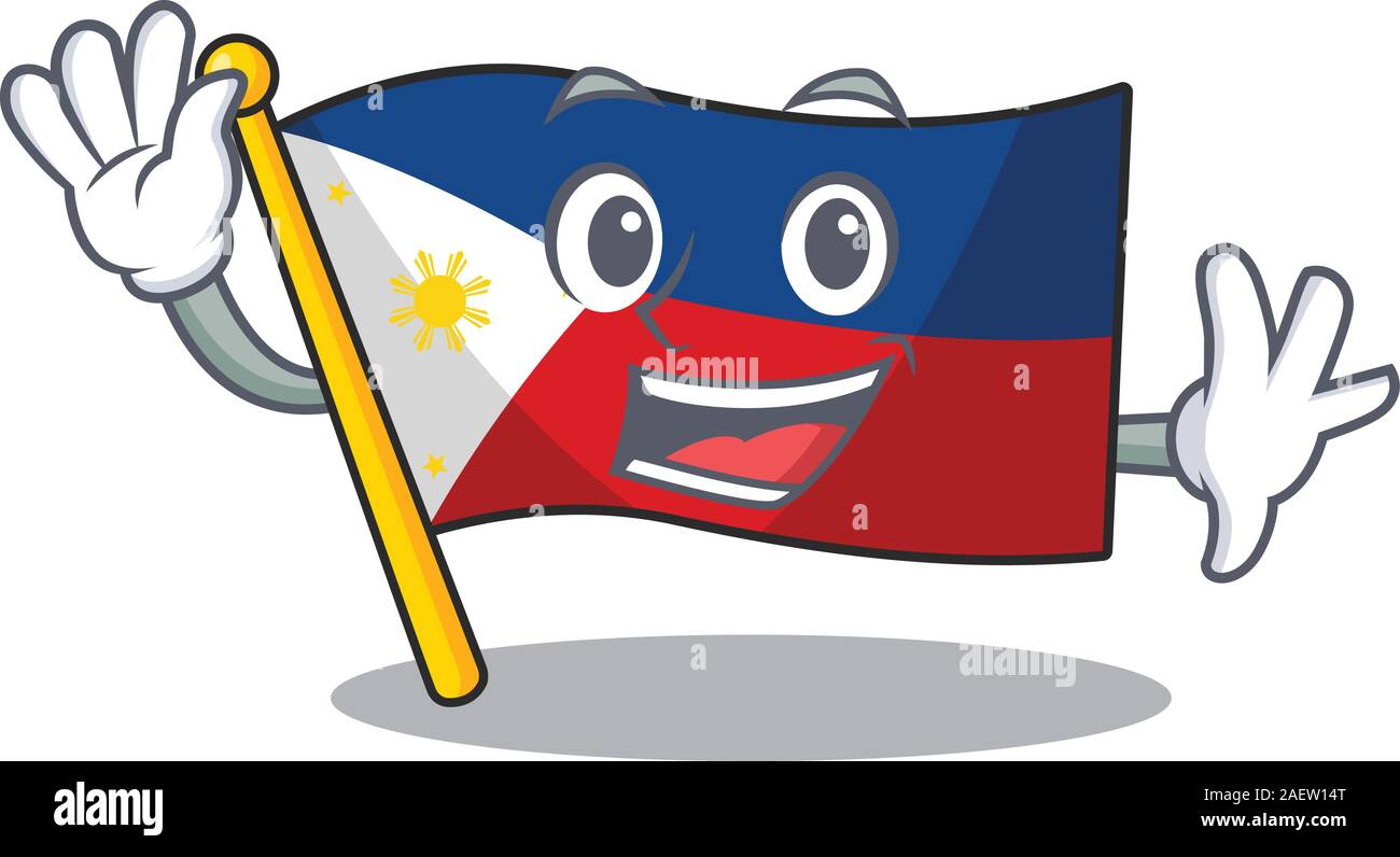 Waving cute smiley flag philippines cartoon character style Stock ...