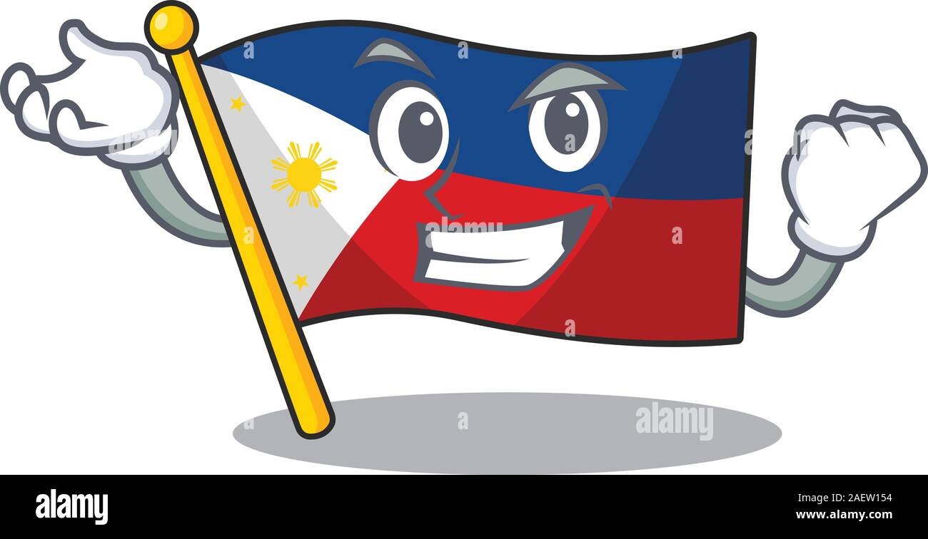 Happy confident Successful flag philippines cartoon character style ...