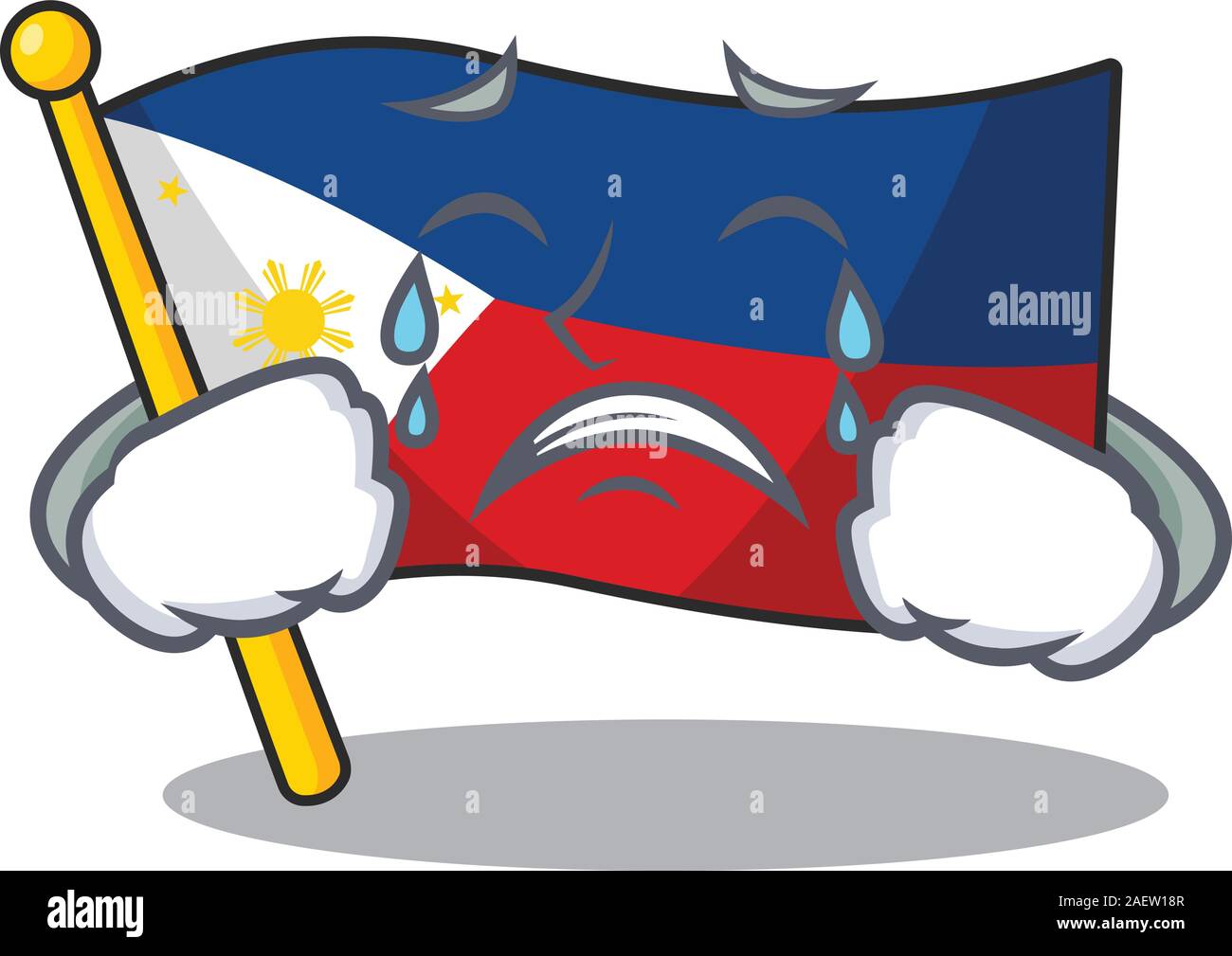 Sad Crying flag philippines mascot cartoon style Stock Vector Image ...