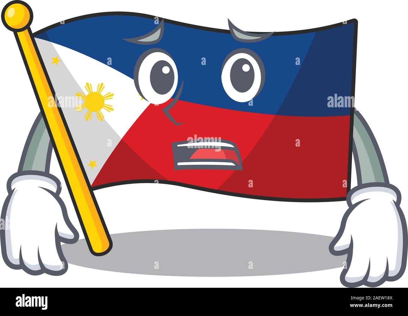 Flag philippines Cartoon character showing afraid look face Stock ...