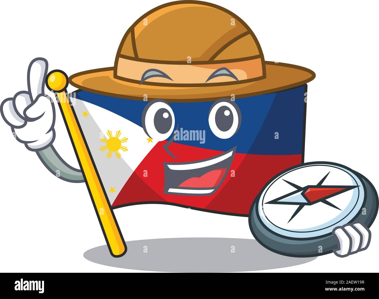 Explorer flag philippines cartoon character holding a compass Stock ...