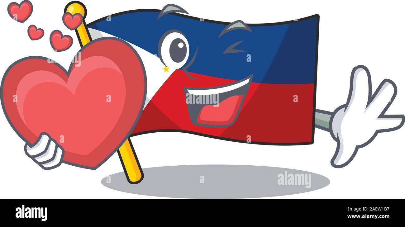 With heart flag philippines cartoon character mascot style Stock Vector ...