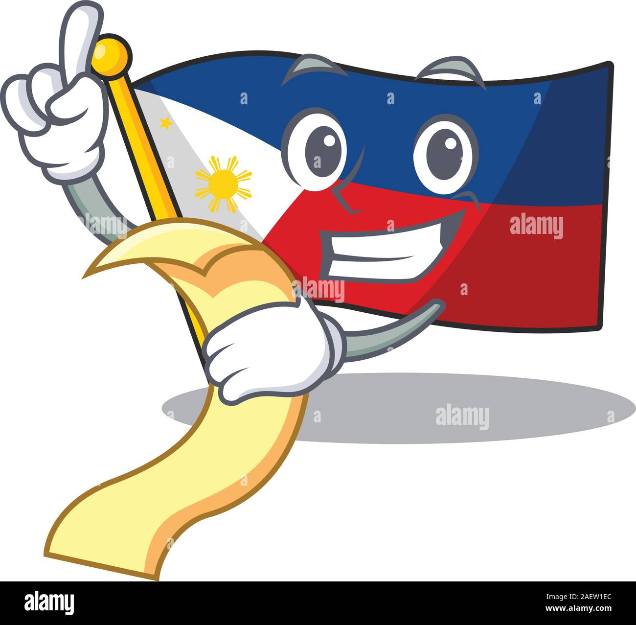 Cute flag philippines cartoon character with menu ready to serve Stock ...