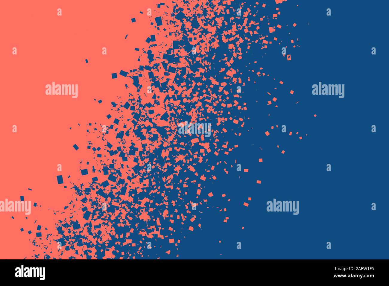 Coral color breaking into pieces to form new classic blue. Change of ...