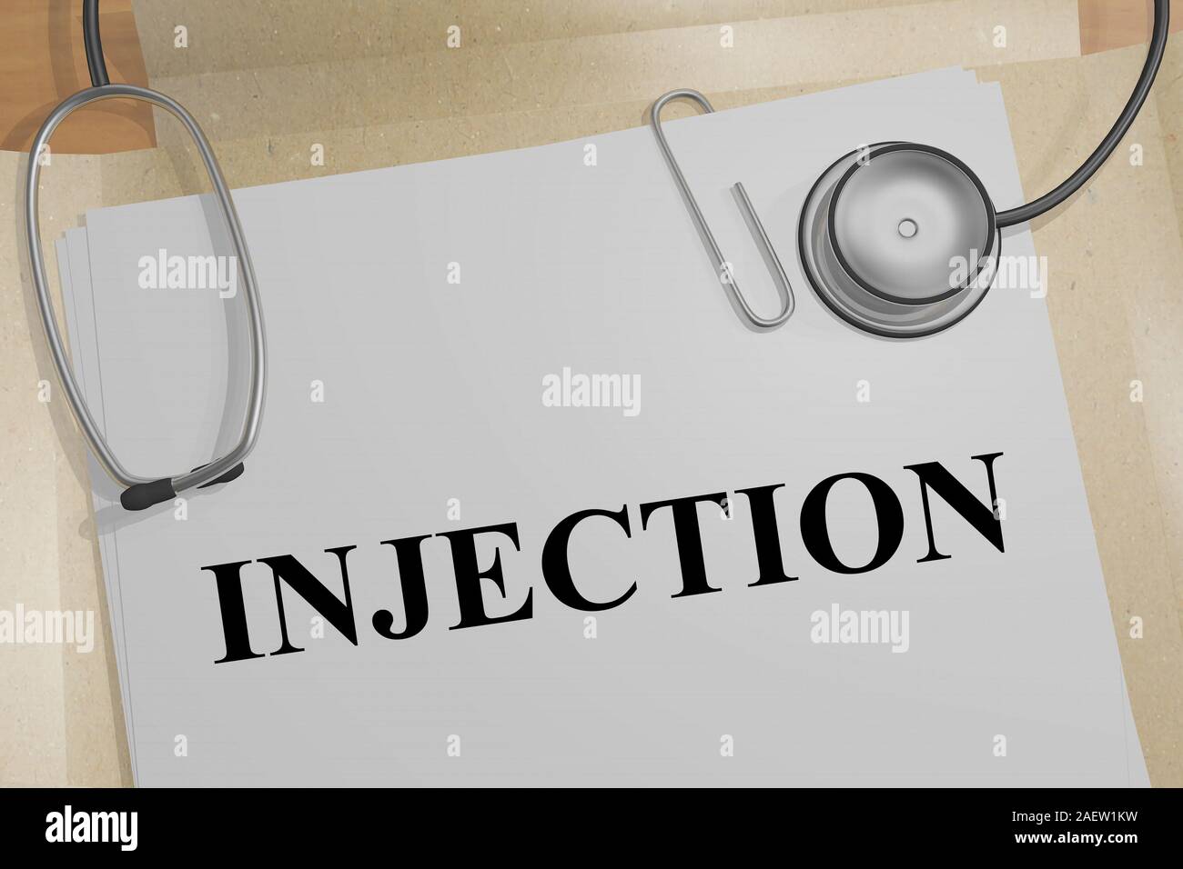 3D illustration of INJECTION title on a medical document Stock Photo ...