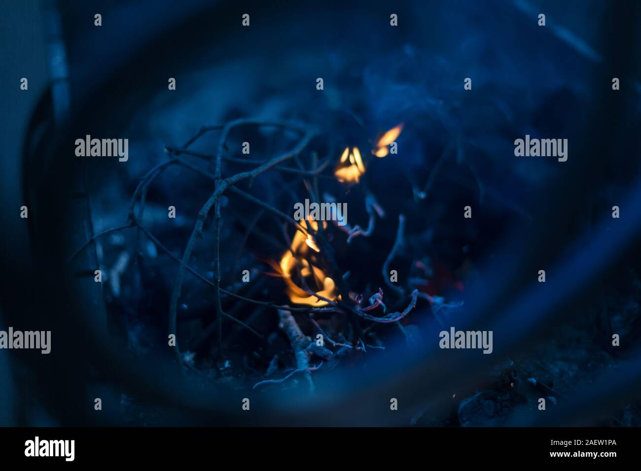 Blue fire flames frame on hi-res stock photography and images - Alamy