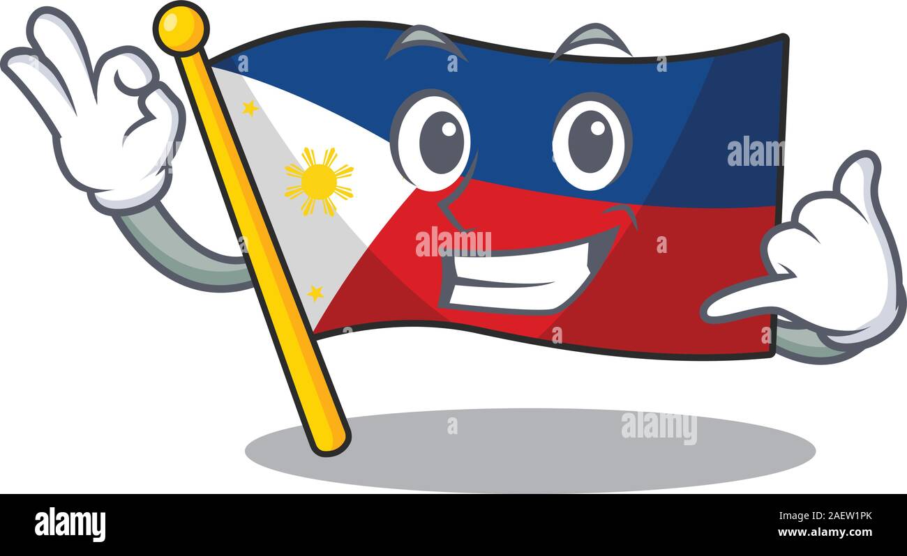 Call me cute flag philippines mascot cartoon style Stock Vector Image ...