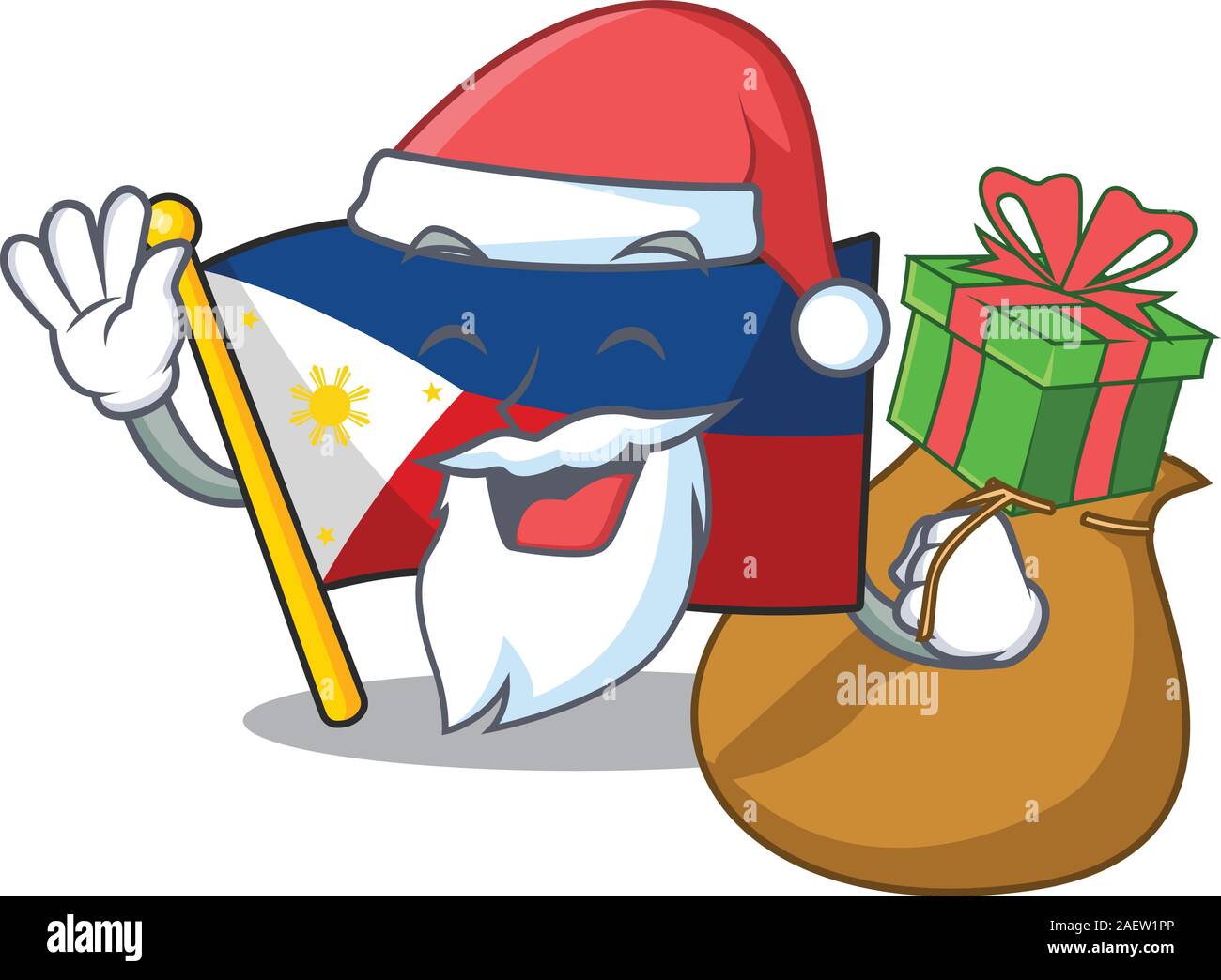 Santa with gift flag philippines Cartoon character design Stock Vector ...